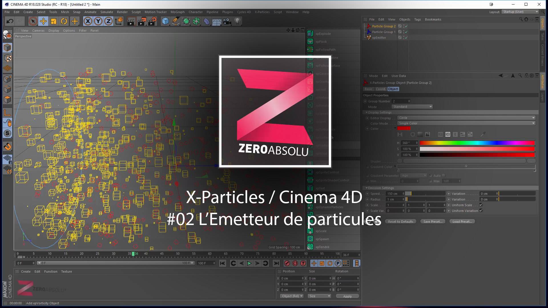 X-Particles / Cinema 4D – #02 – L’Émetteur de particule | ZEROABSOLU