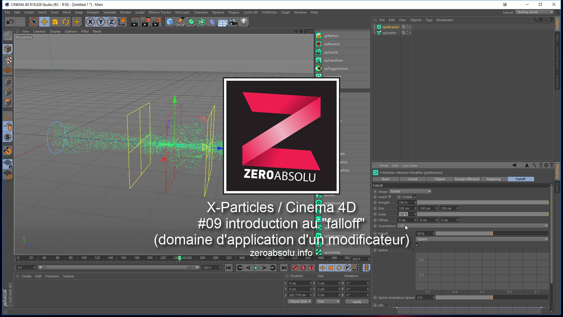 X-Particles / Cinema 4D – #09 introduction au Falloff (domaine d’application d’un modificateur ...