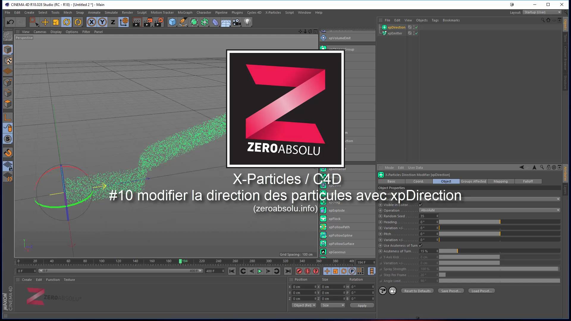 X-Particles / Cinema 4D – #10 Modifier la direction des particules avec xpDirection | ZEROABSOLU